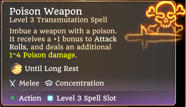 Poison Weapon Spell - Infuse Weapon with Poison Damage at Baldur's Gate ...